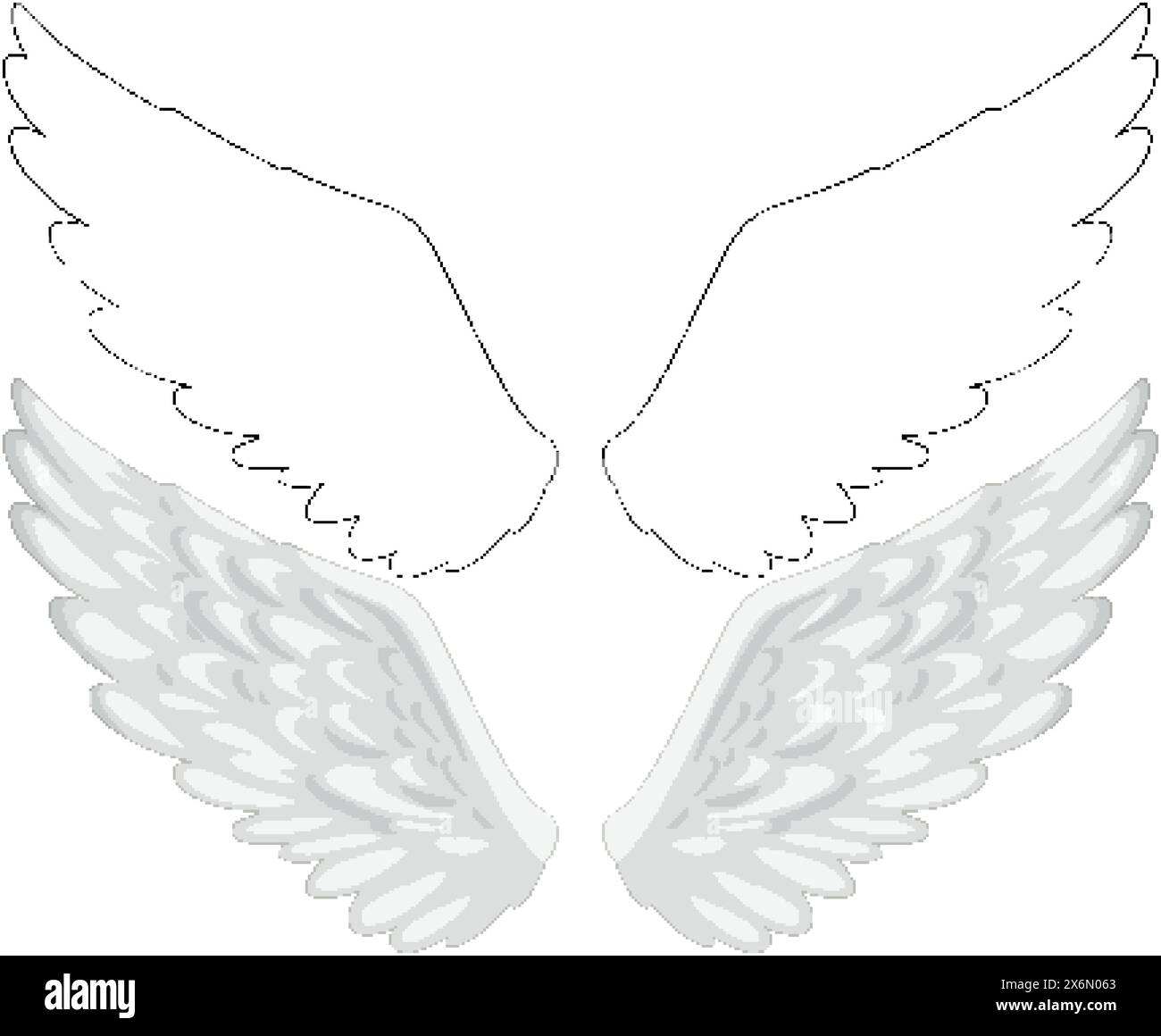 Pair of detailed white angel wings Stock Vector Image & Art - Alamy