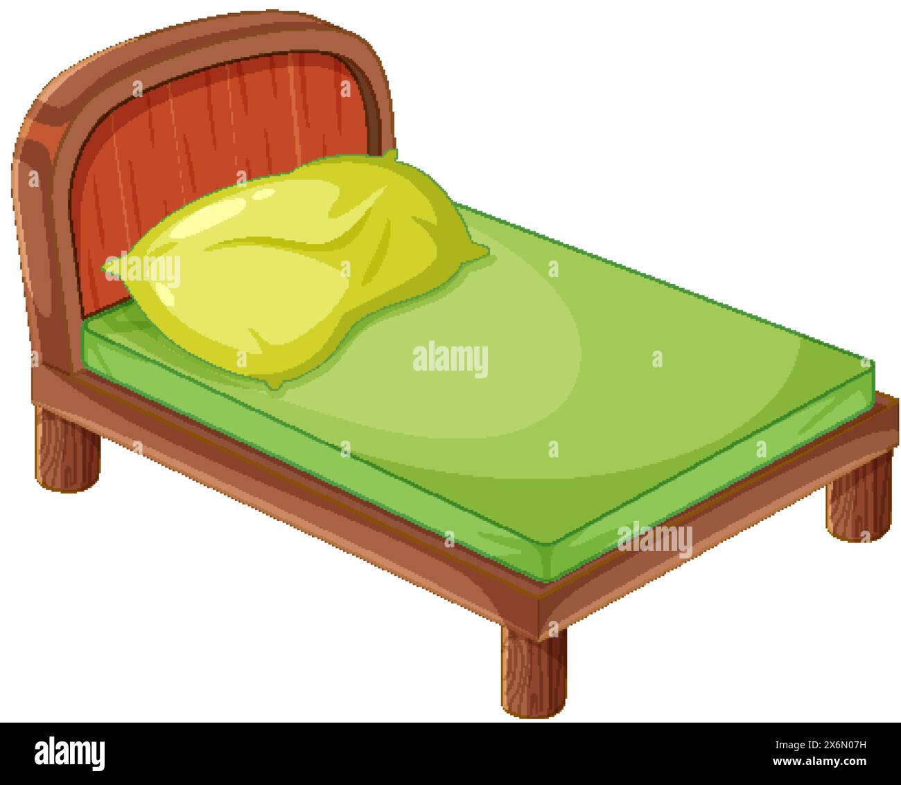 Illustration of a bed with green bedding Stock Vector Image & Art - Alamy