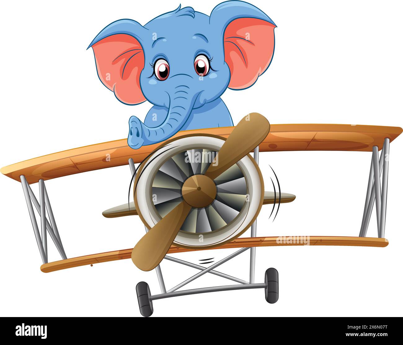 Cute elephant flying an old-fashioned airplane Stock Vector Image & Art ...