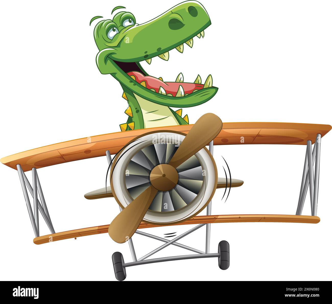 A cheerful crocodile flying a wooden airplane Stock Vector Image & Art ...