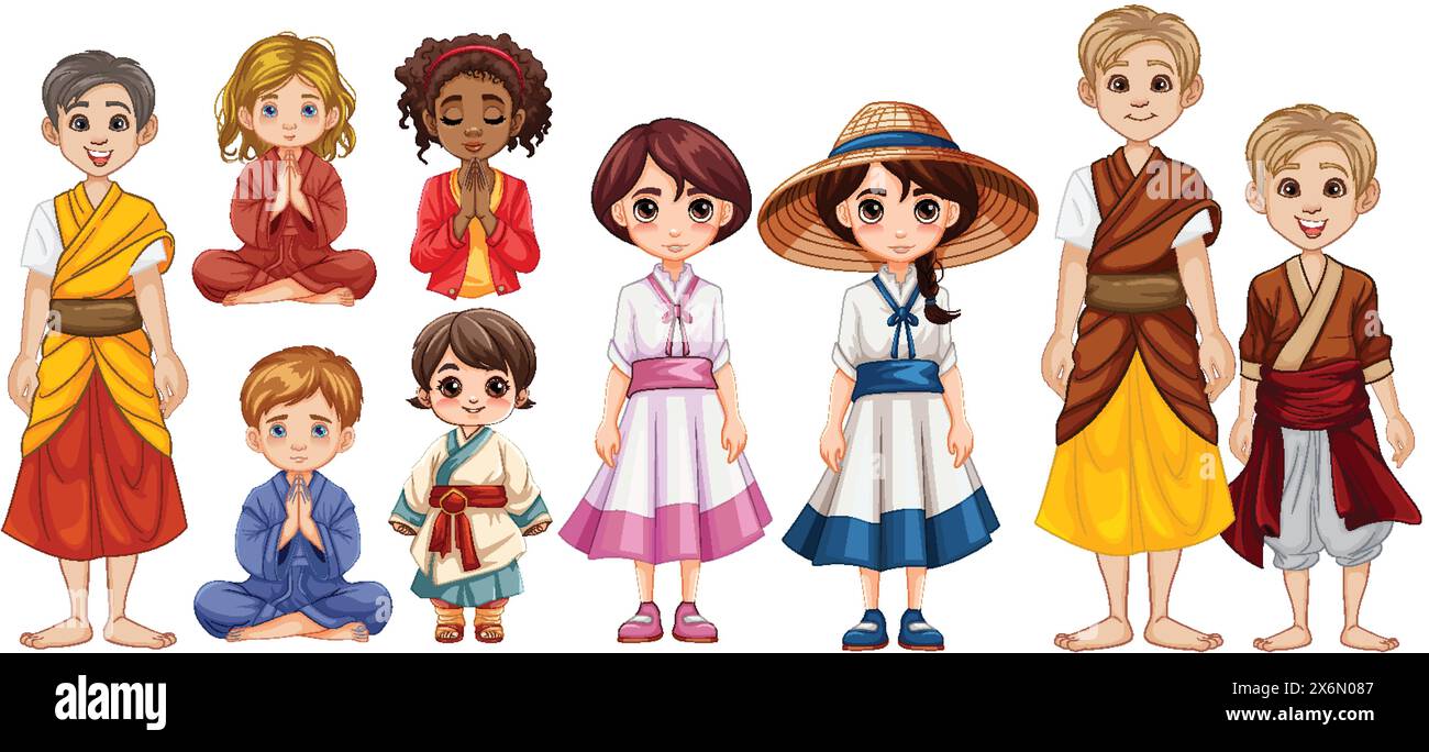 Illustration of kids in various cultural outfits Stock Vector Image ...