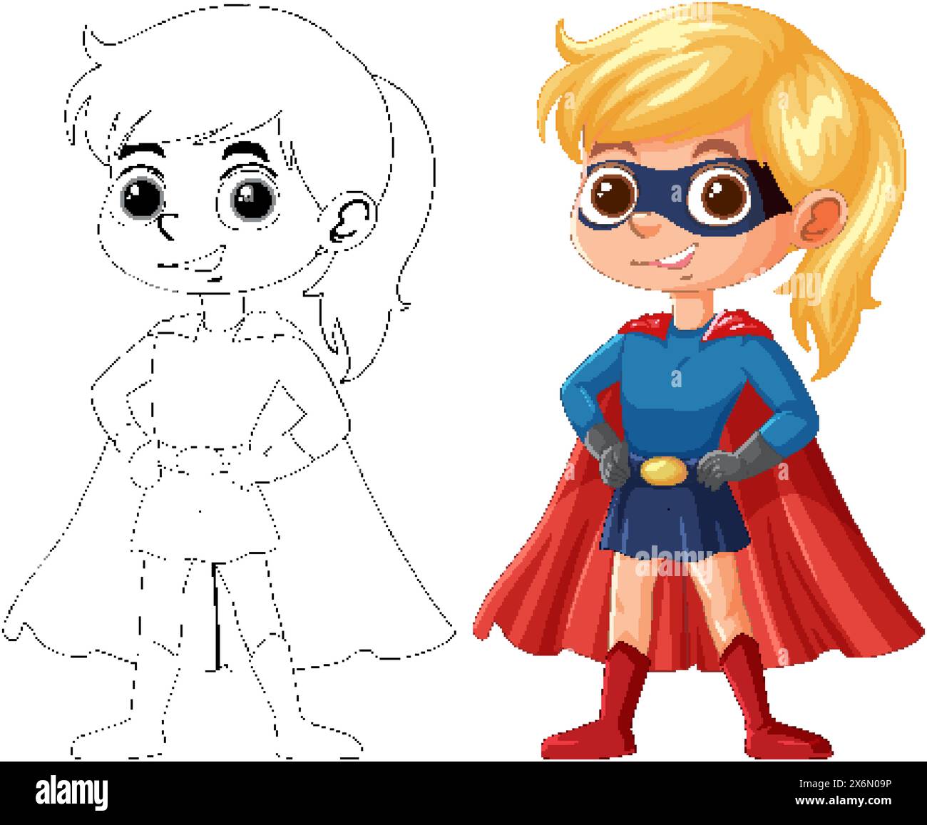Colorful and outlined superhero girl illustrations Stock Vector Image ...