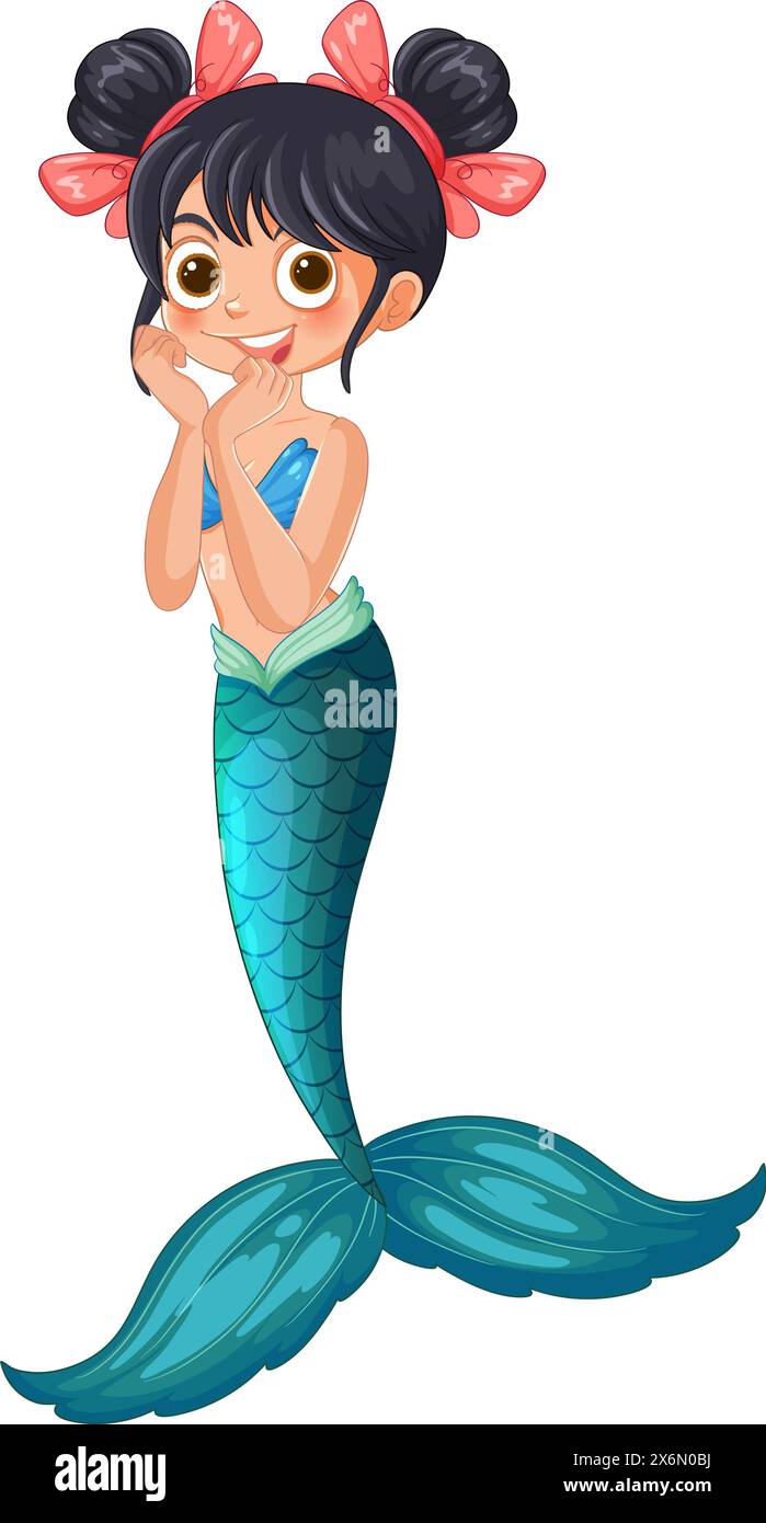Vector illustration of a playful mermaid girl Stock Vector Image & Art ...