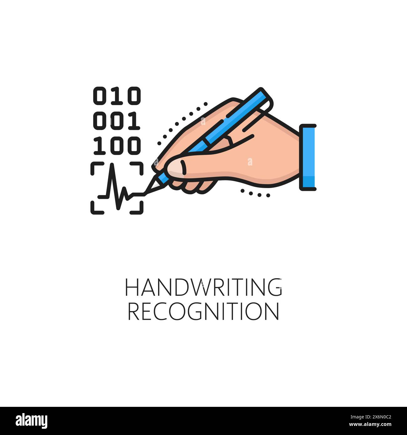 Handwriting recognition icon of biometric identification, identity ... Handwriting recognition icon of biometric identification, identity ...