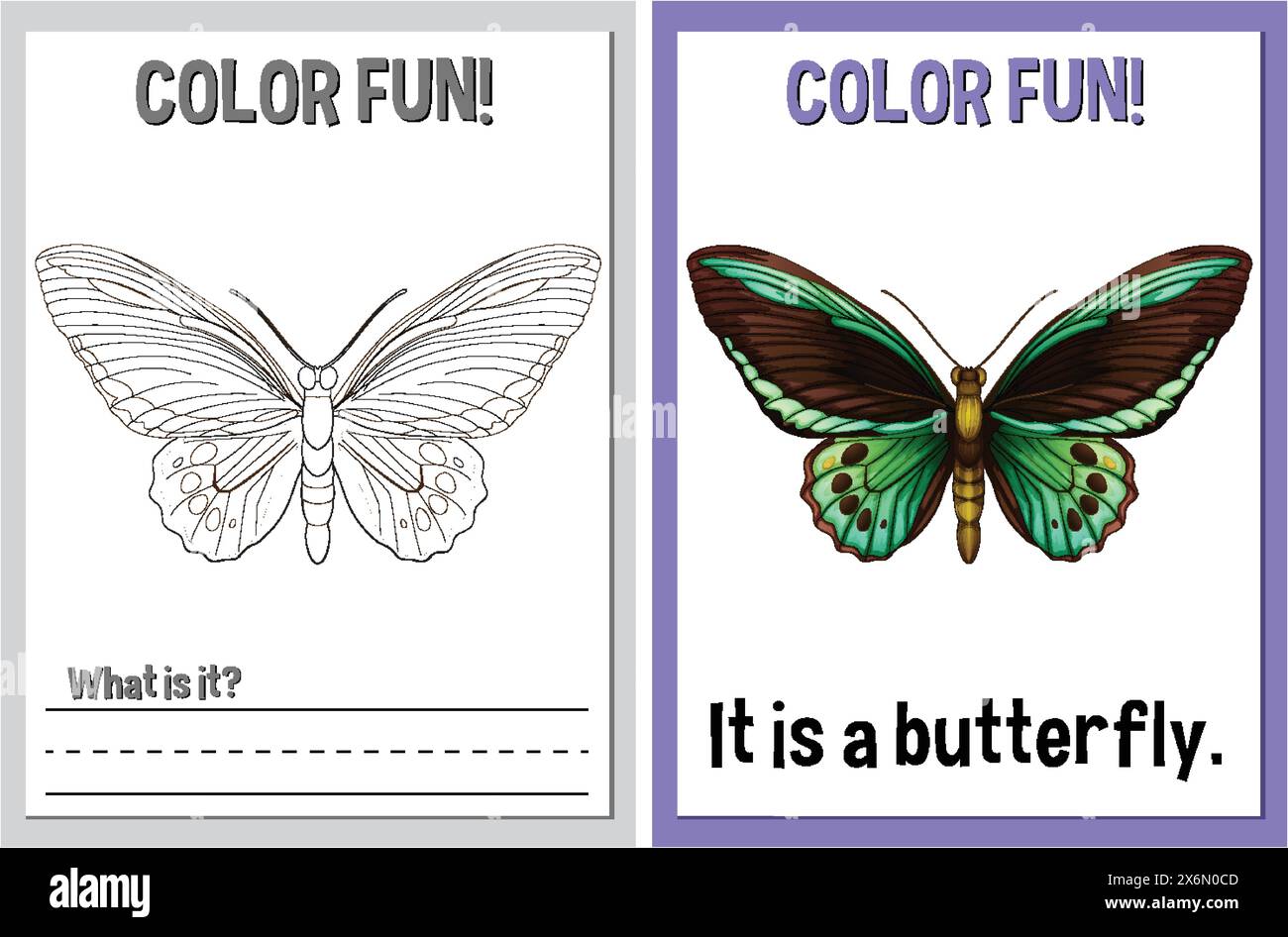Coloring and learning activity with butterfly theme Stock Vector Image ...