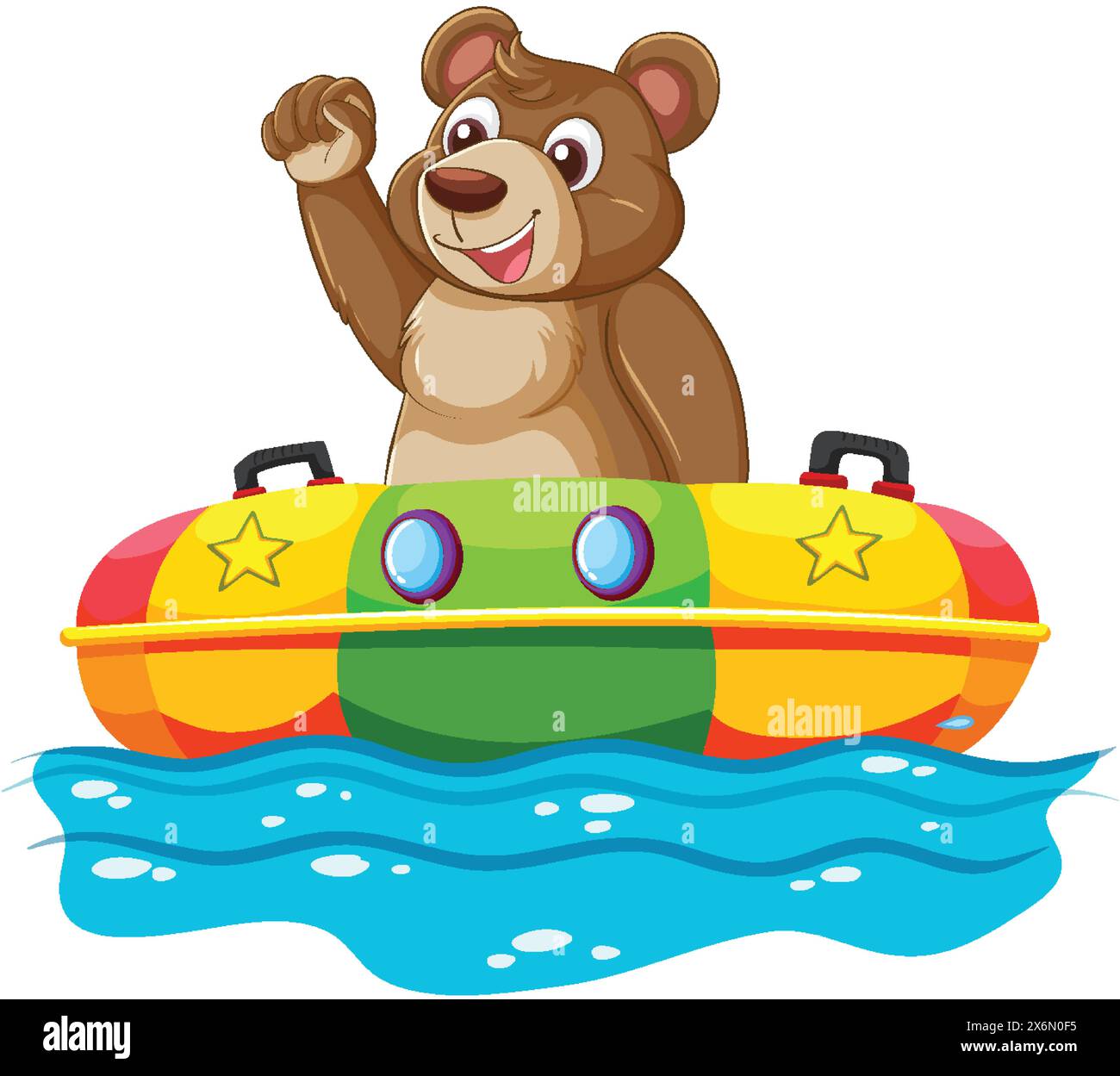 Happy bear on a colorful inflatable boat Stock Vector Image & Art - Alamy