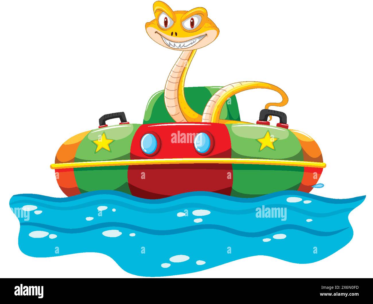 Cartoon snake in a bumper boat on water Stock Vector Image & Art - Alamy