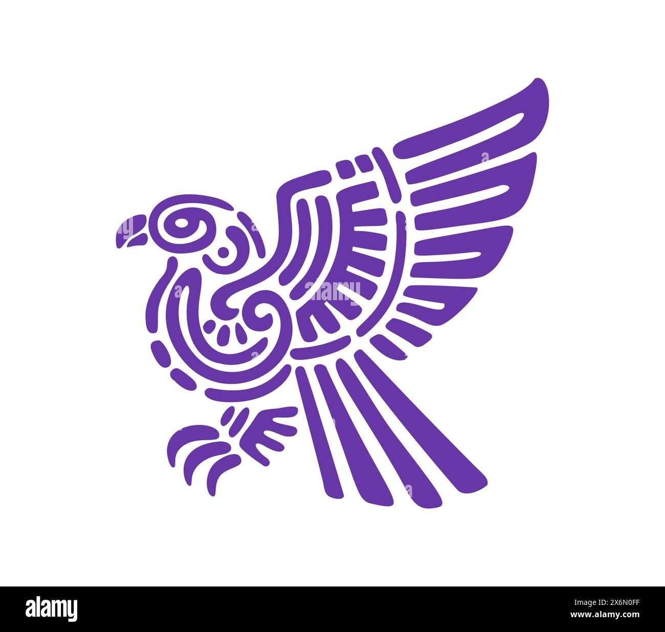 Aztec totem eagle bird or Mayan and Inca tribal symbol, vector sacred ...