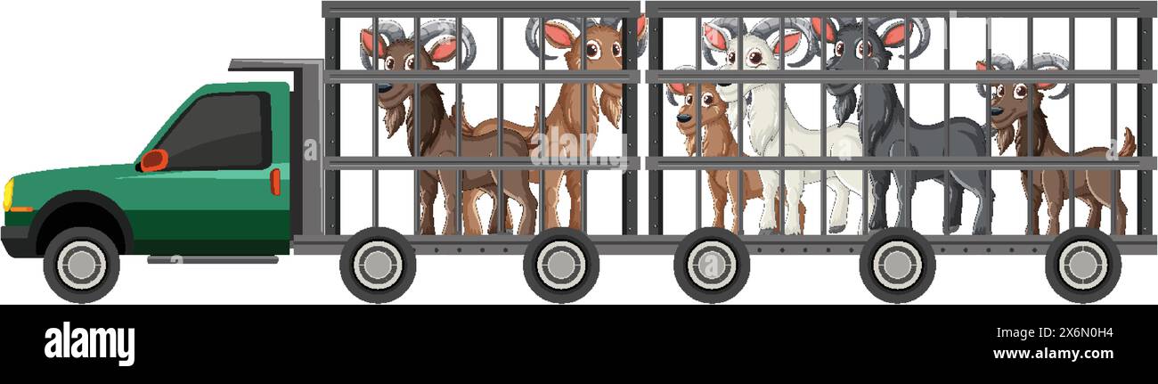 Vector of various animals in a transportation truck Stock Vector Image ...