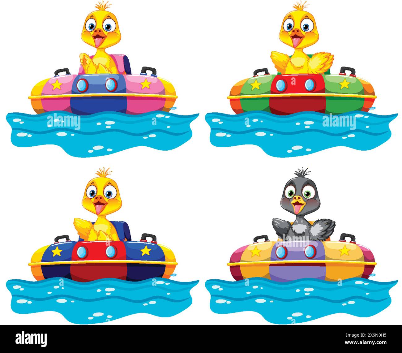 Four ducks enjoying a ride in bumper boats Stock Vector Image & Art - Alamy