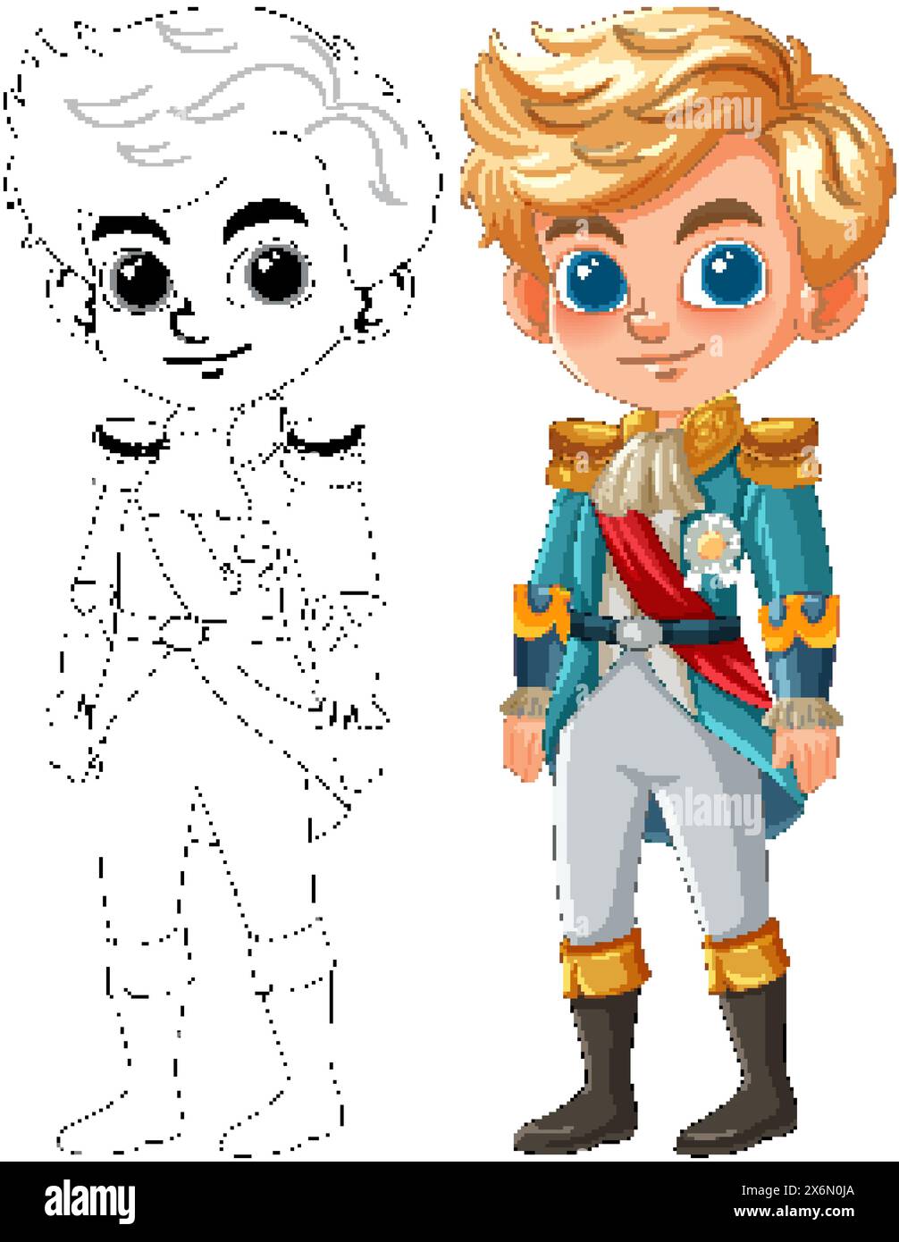 Vector illustration of a prince, colored and sketched Stock Vector ...