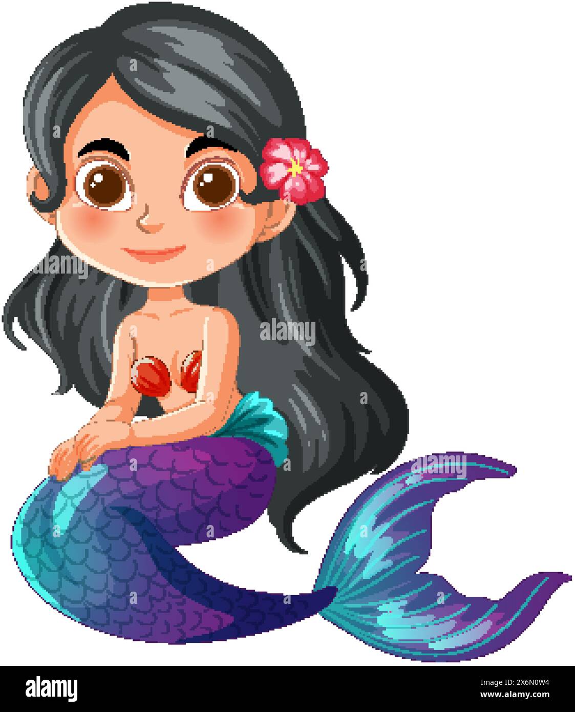 Vector illustration of a happy young mermaid Stock Vector Image & Art ...