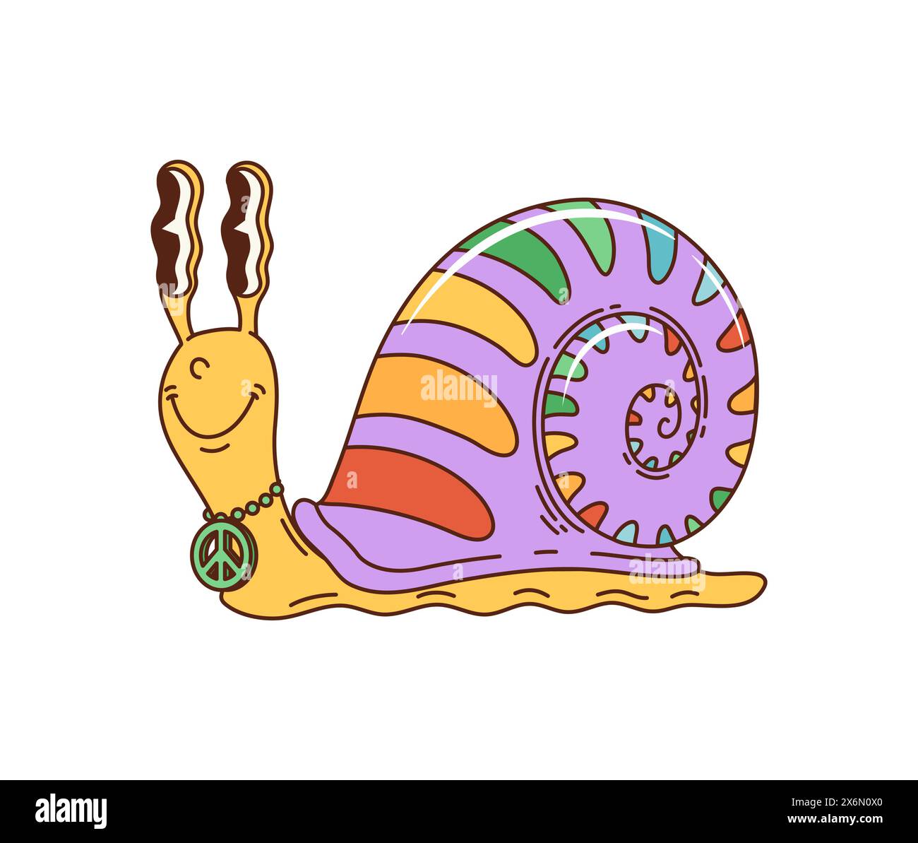 Cartoon retro groovy snail character. Isolated vector colorful, trippy ...