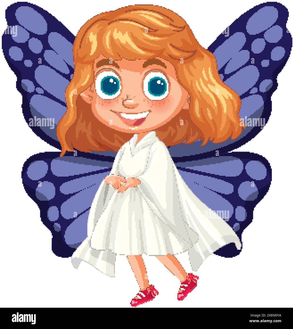 Vector illustration of a smiling girl with wings Stock Vector Image ...