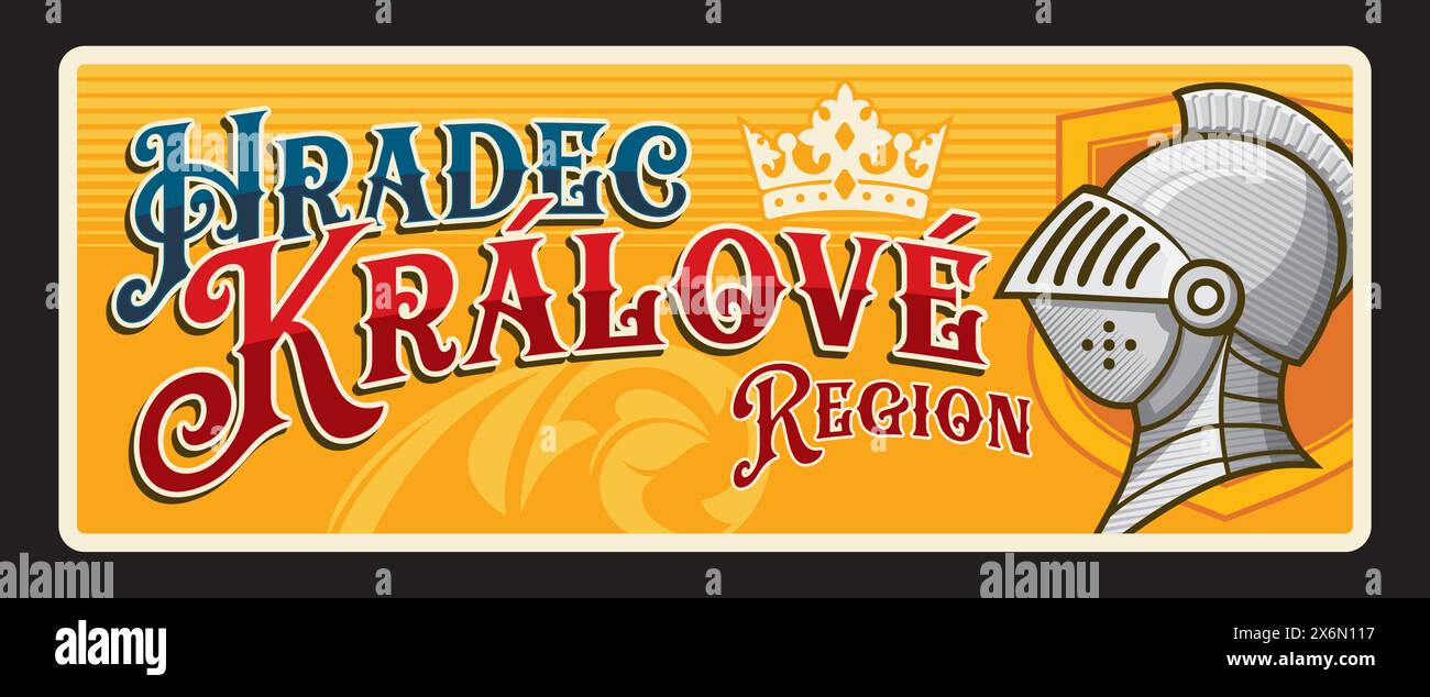 Hradec Kralove czech region plate and travel sticker. Vector vintage ...