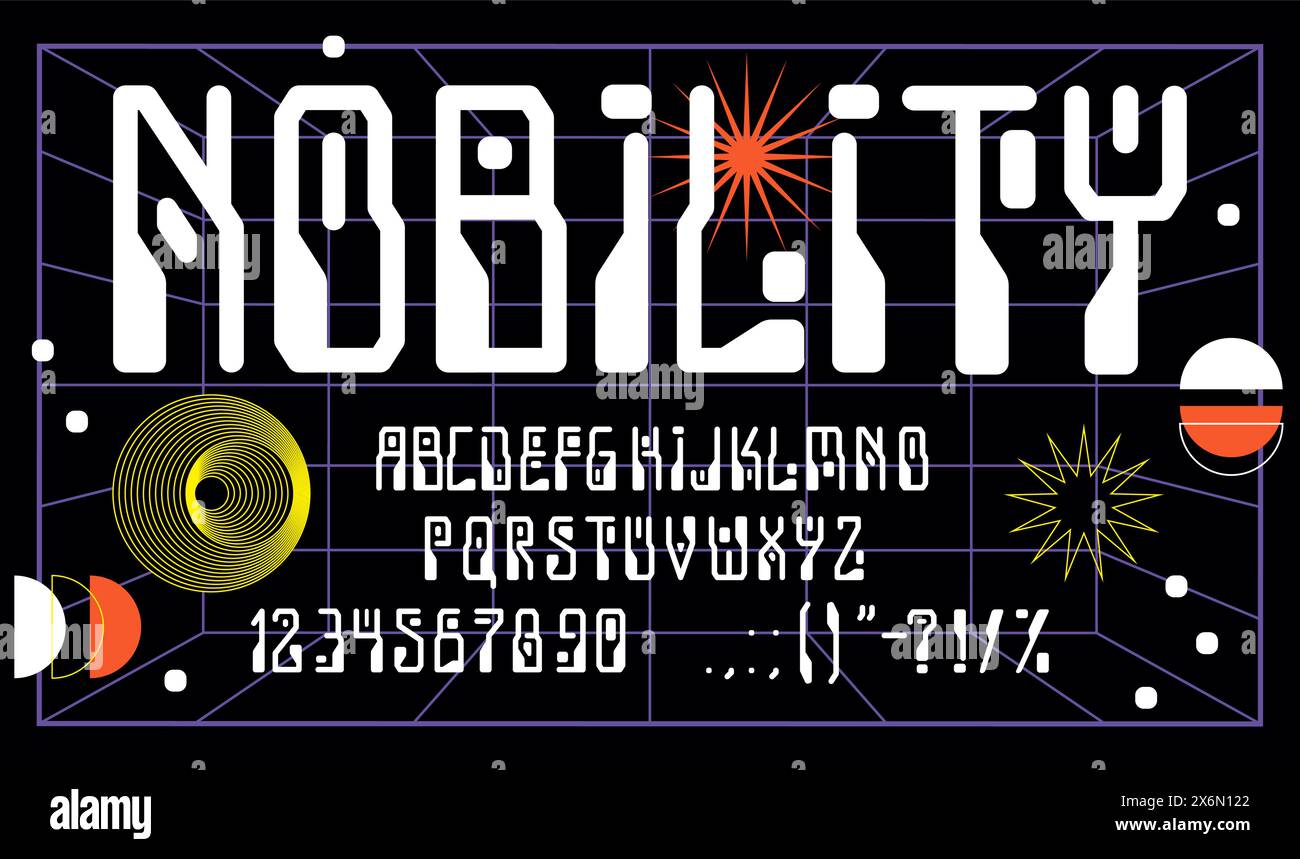 Brutal font, microcircuit type, y2k typeface, english computer alphabet ...