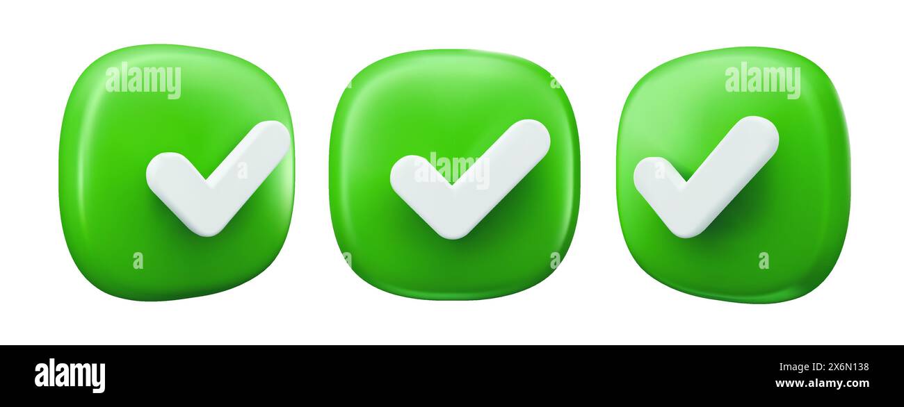 Realistic green check mark sign hi-res stock photography and images - Alamy