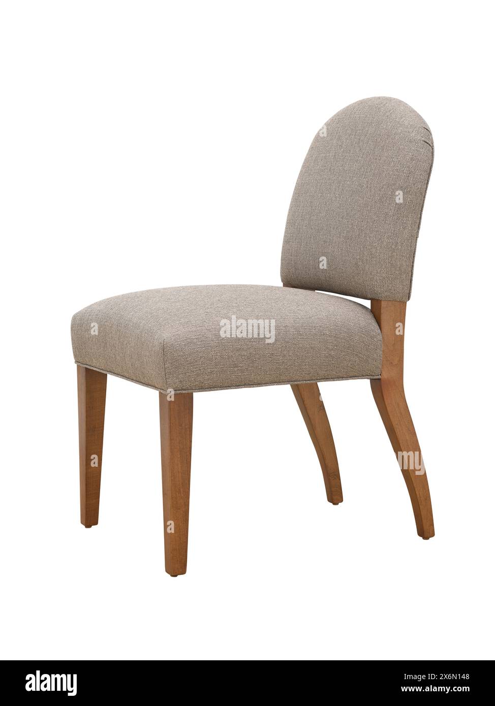 cut out fabric armchair soft cushion with wood leg isolated on white ...