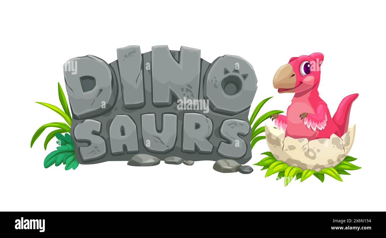 Prehistoric cartoon dino in eggshell. Isolated vector funny pterodactyl ...