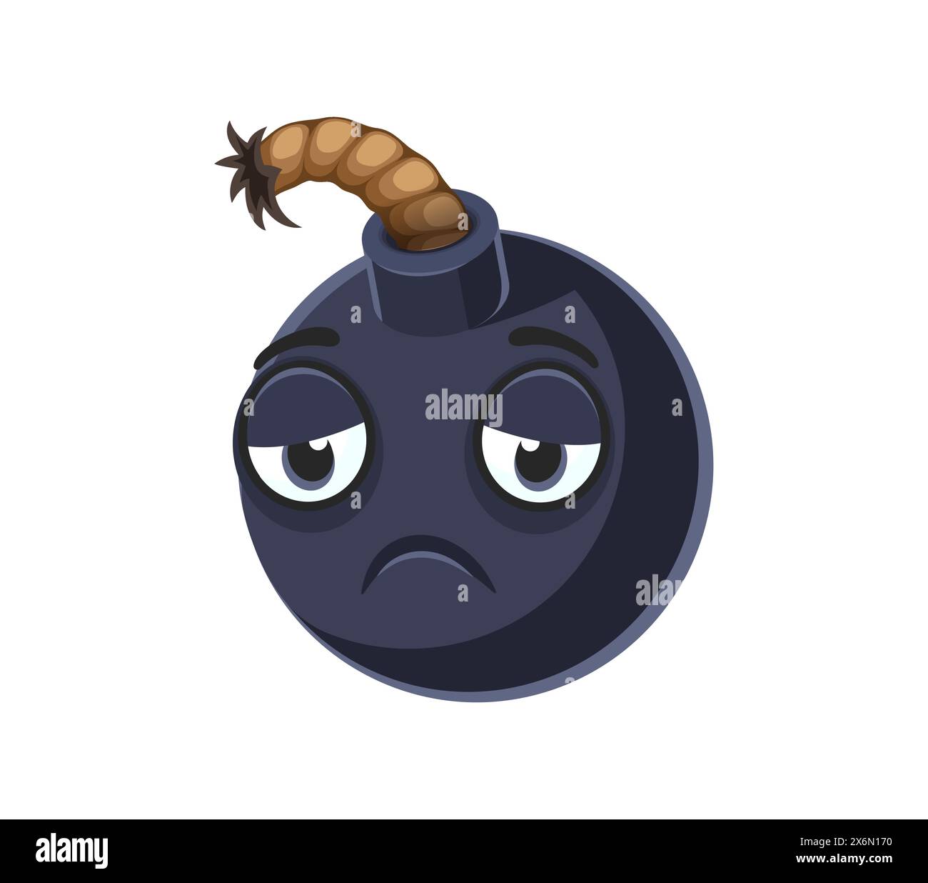 Cartoon bomb character with sad facial expression and an unlit ...