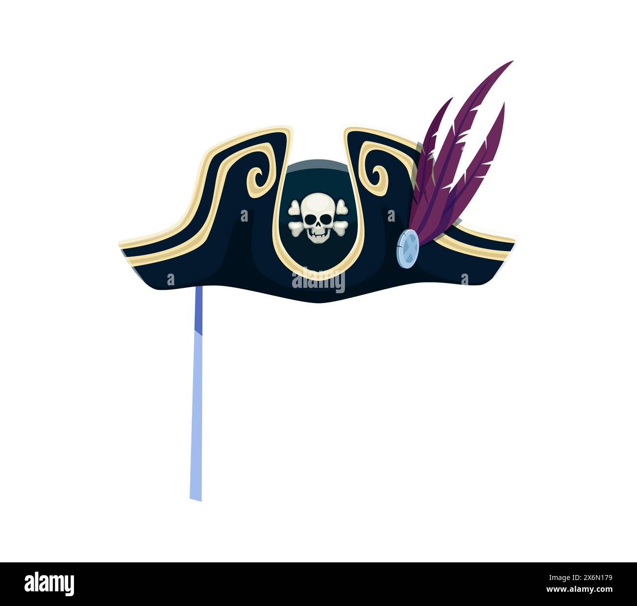 Pirate hat, carnival and photo booth mask. Isolated cartoon vector ...