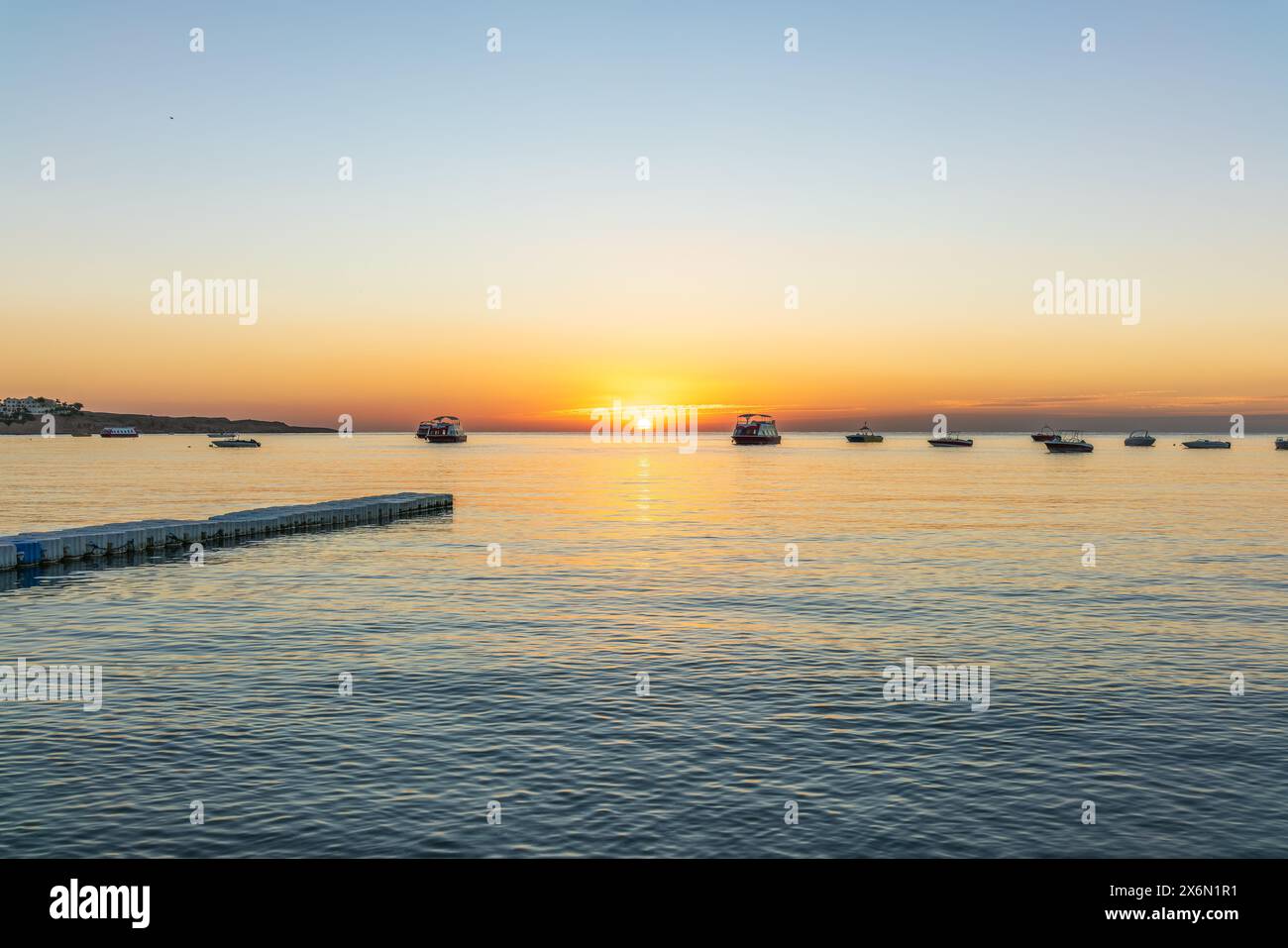 Scenic view of Naama Bay, Sharm-el-Sheikh, Egypt. Sunrise over the sea ...