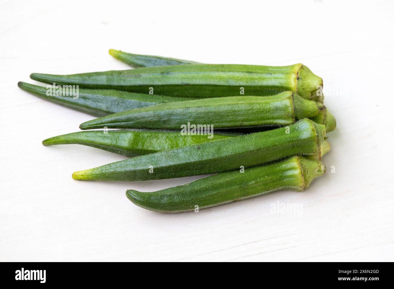 Fresh green okra isolated on white background. Healthy vegetables Stock ...