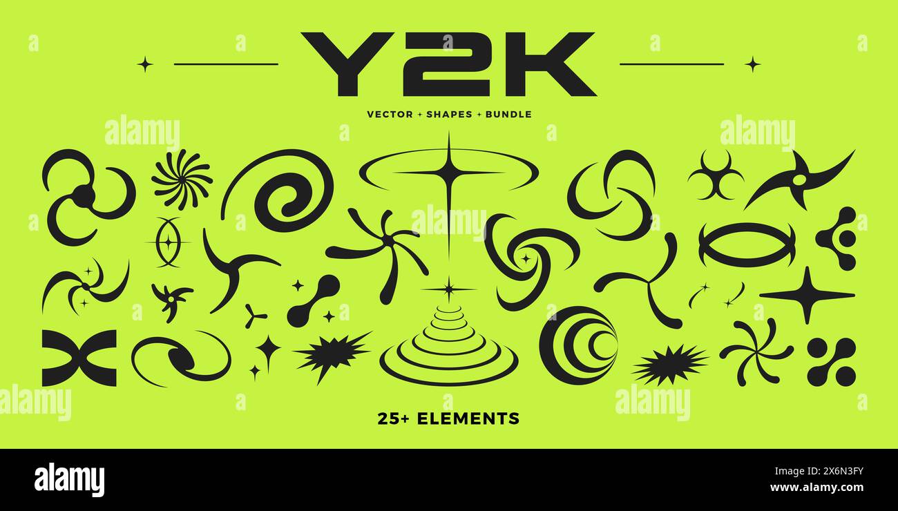 Y2K aesthetics. 2000s vector abstract shapes and objects Stock Vector ...