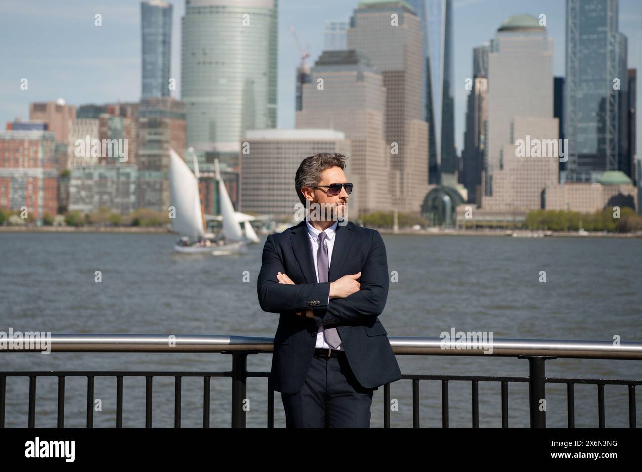 Rich business man executive standing in New York City. Business ...