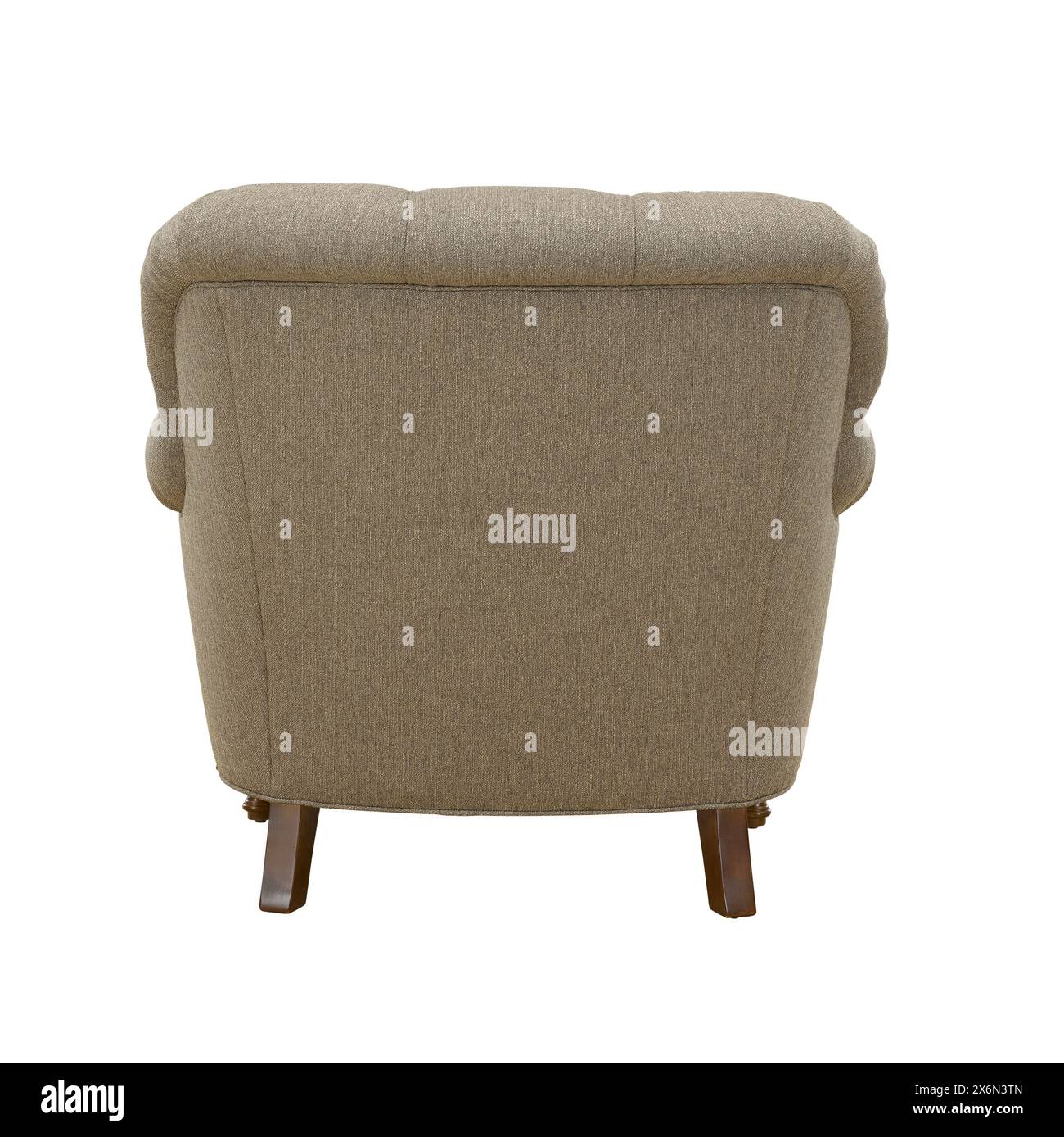 cut out fabric armchair soft cushion with wood leg isolated on white ...