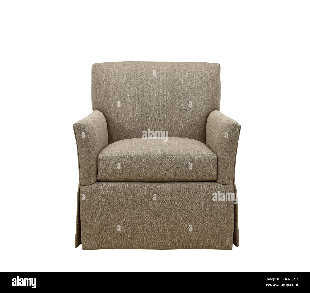 cut out fabric armchair soft cushion with wood leg isolated on white ...