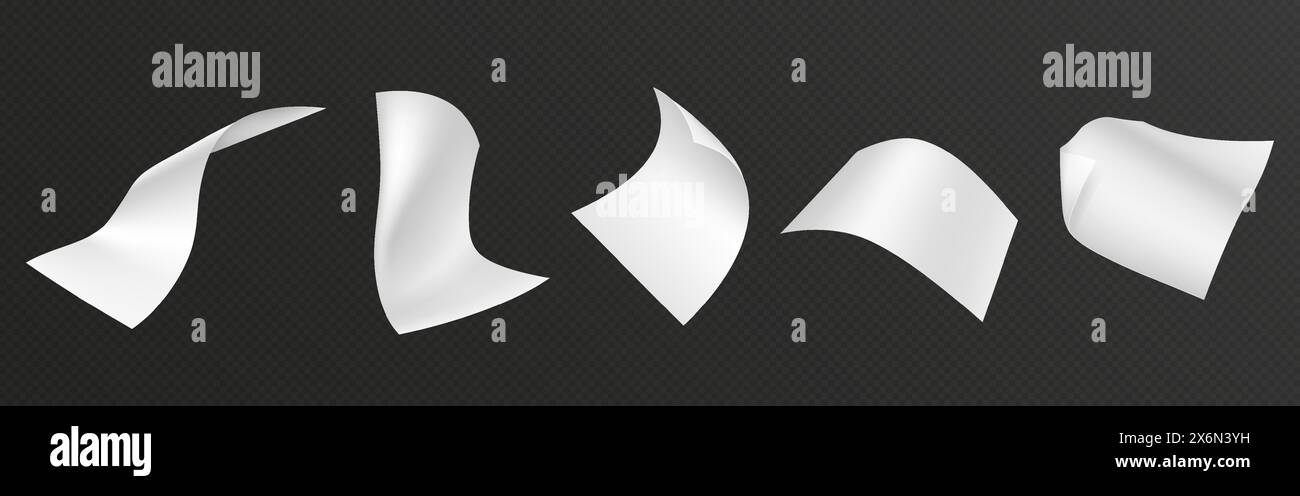 Flying paper sheet in different angles of view. Realistic 3d vector ...