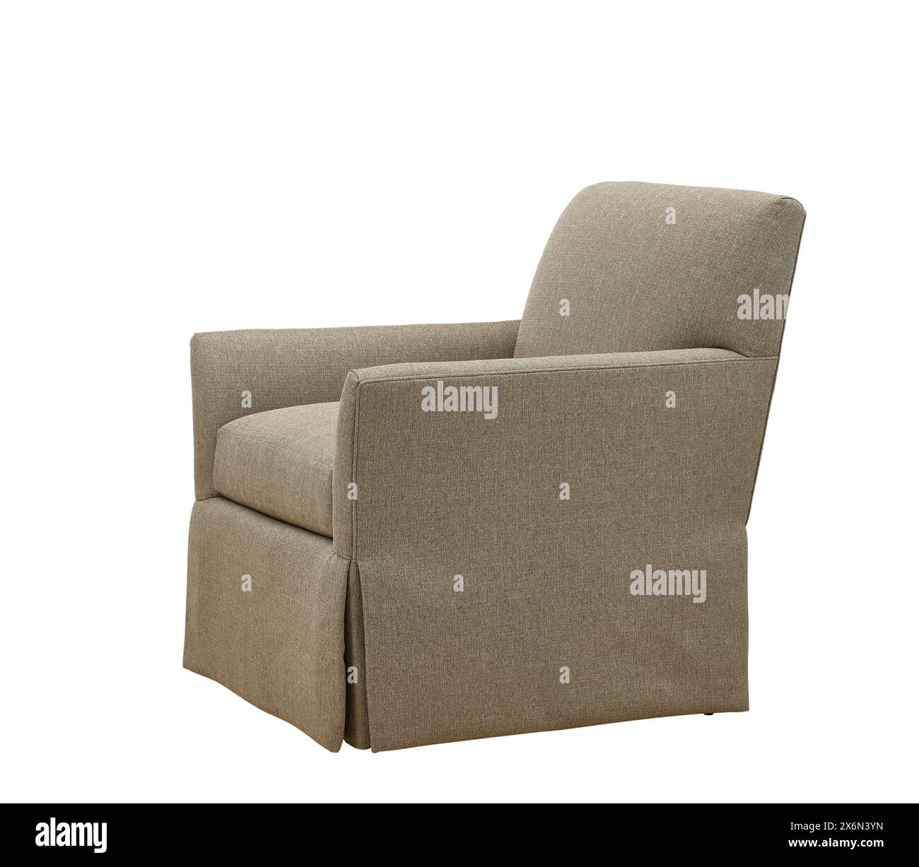 cut out fabric armchair soft cushion with wood leg isolated on white ...