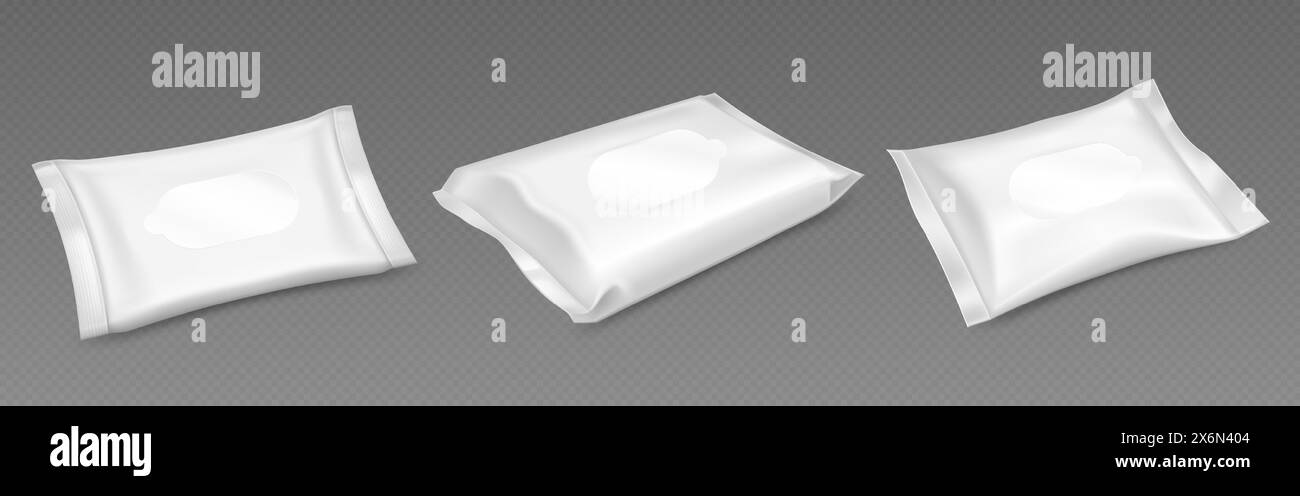 White wet wipe pack mock up. Blank pouch mockup template. 3d plastic ...