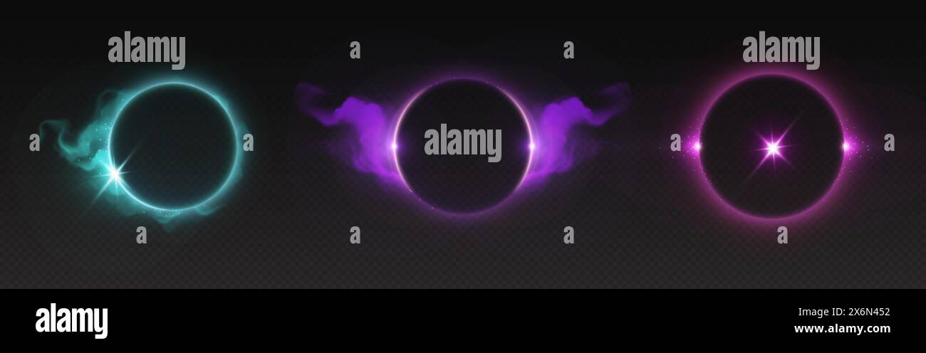 Set of halo neon light effects isolated on transparent background ...