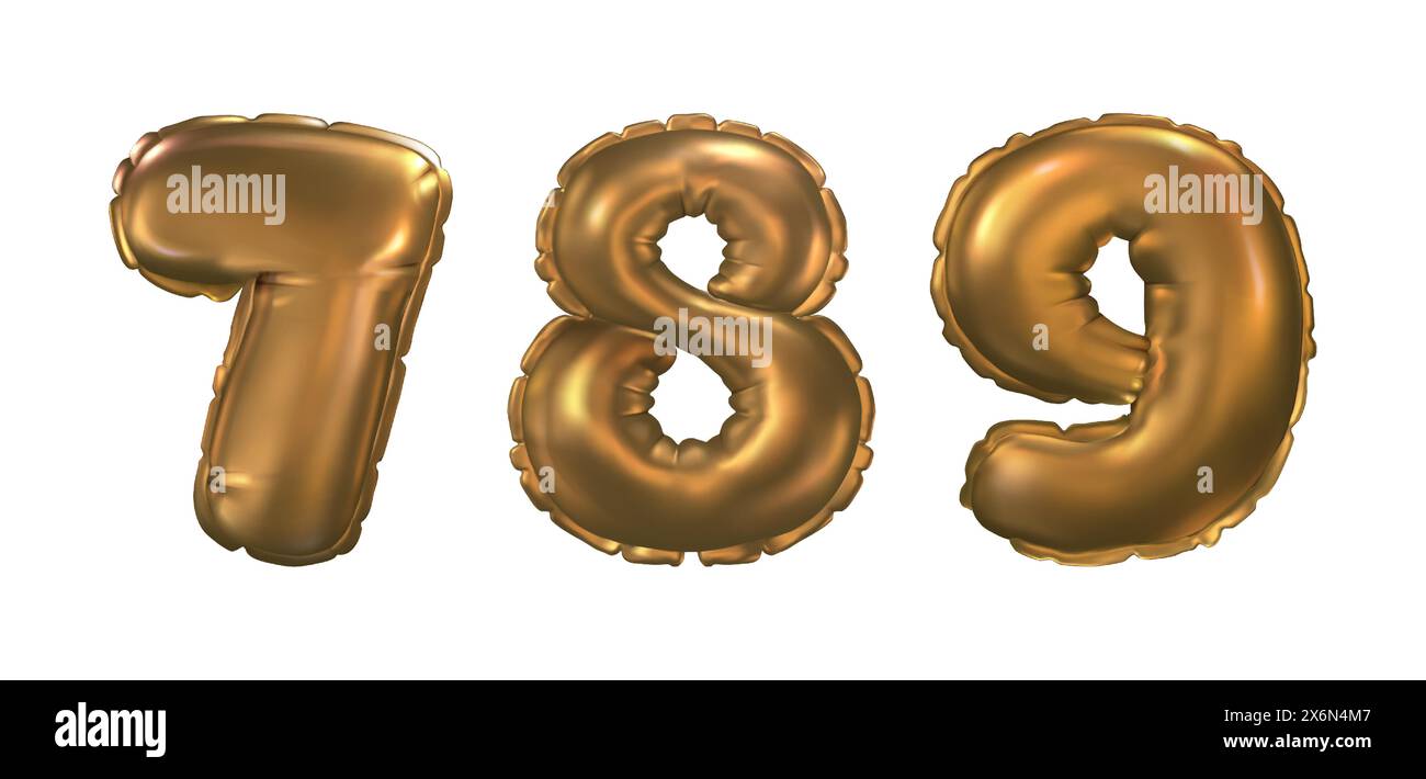 3d gold balloon number for birthday party vector. Anniversary ballon ...