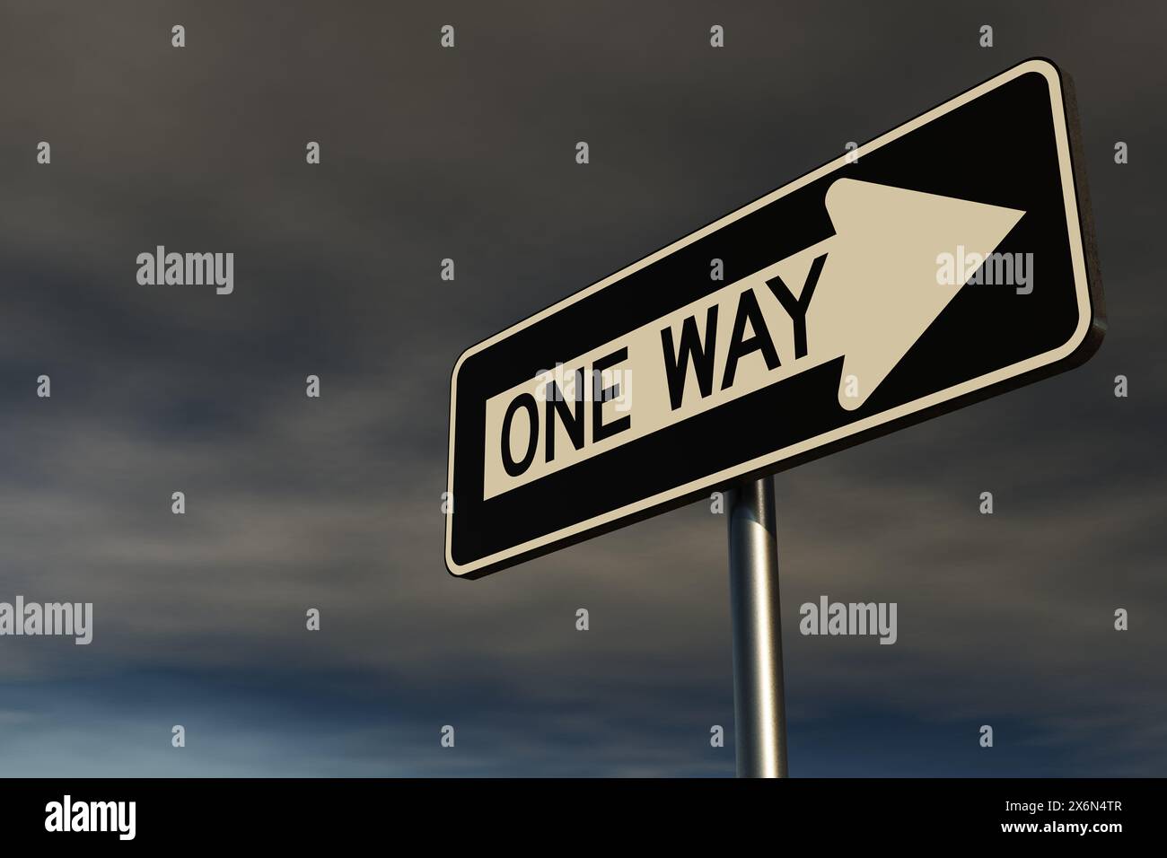 road sign: one way - 3D Illustration Stock Photo - Alamy