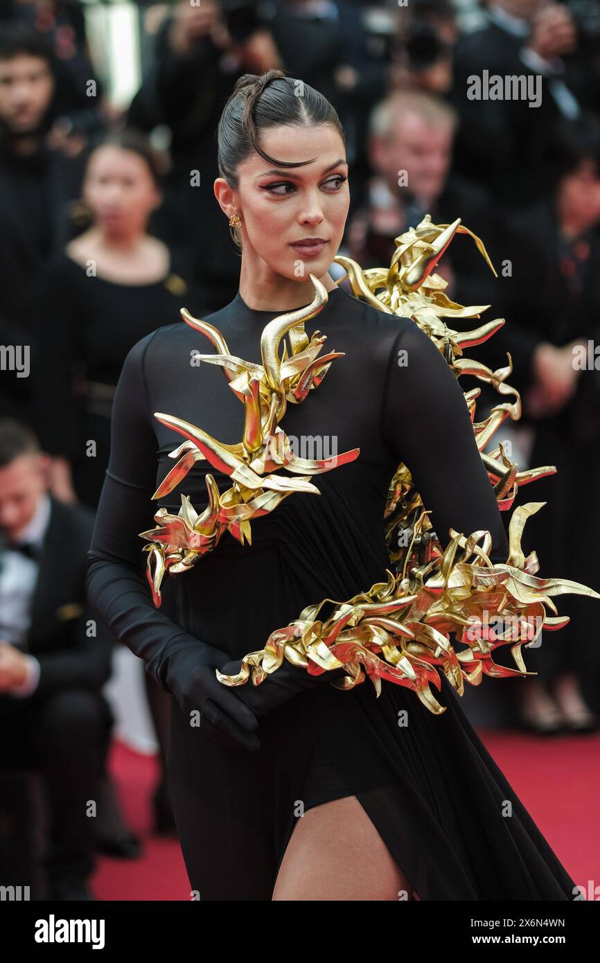 Cannes, France. 15 May 2024. Iris Mittenaere arrives on the Red Carpet ...
