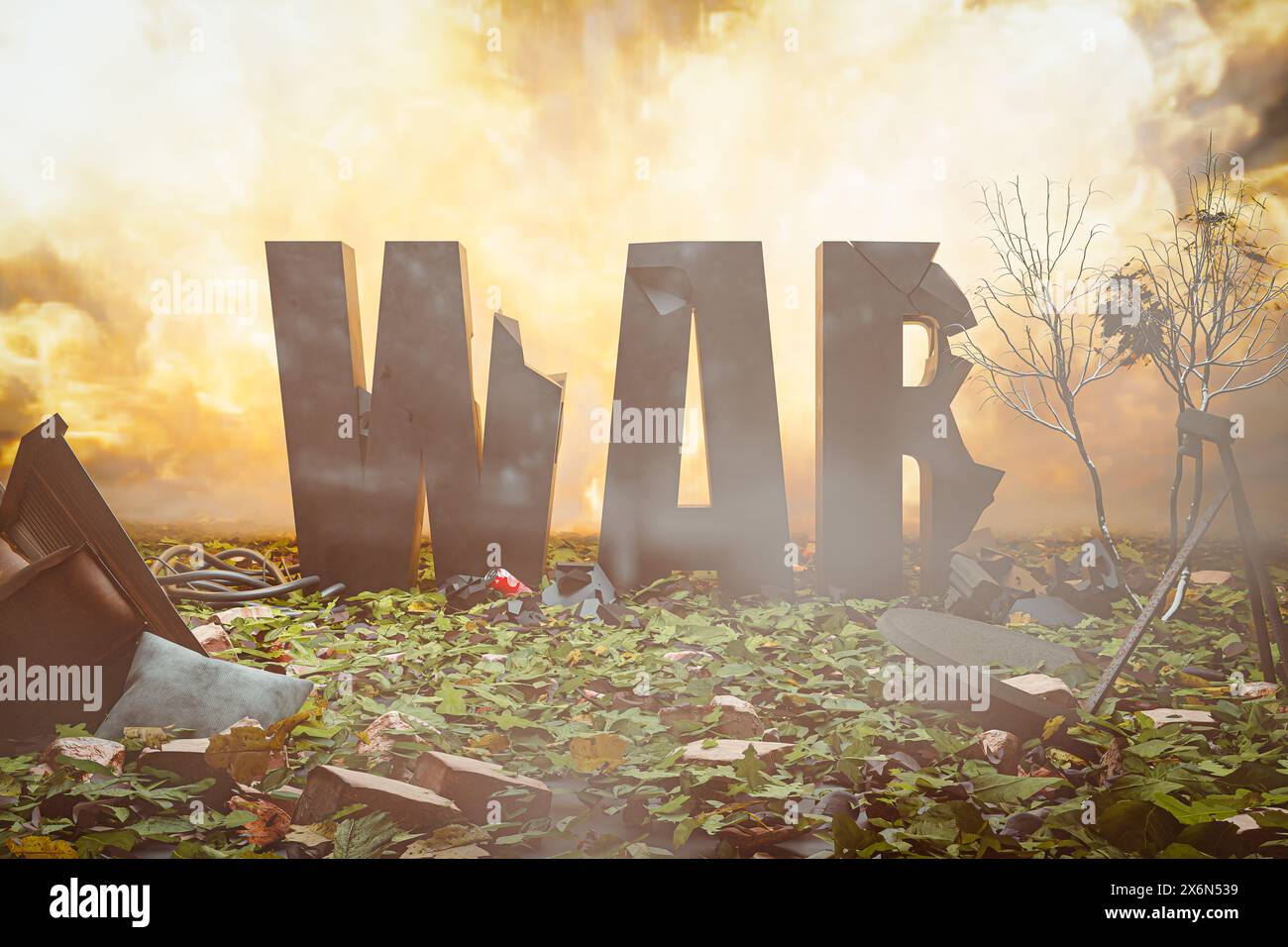 the partially destroyed word war in a destroyed environment before a ...