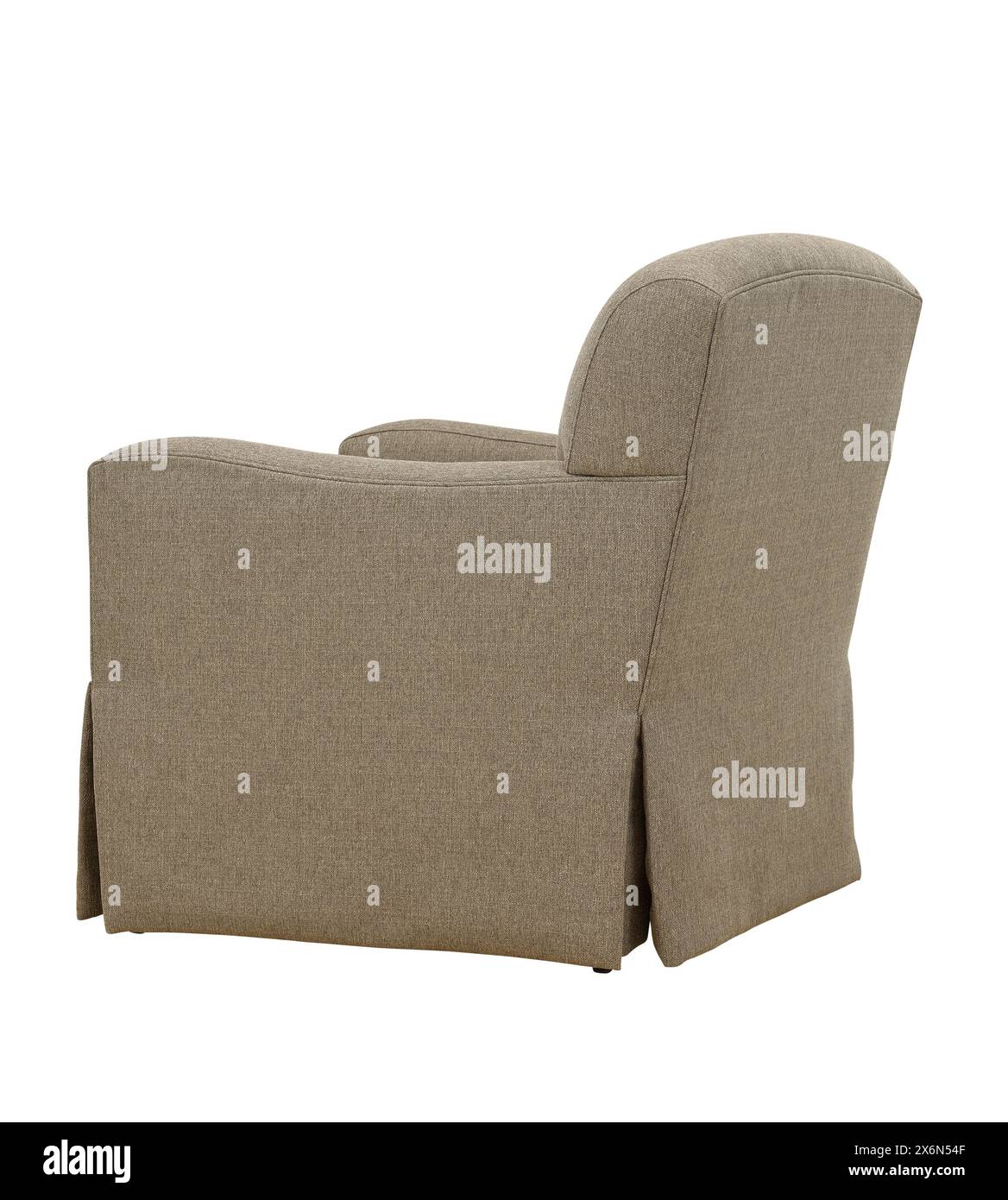 cut out fabric armchair soft cushion with wood leg isolated on white ...