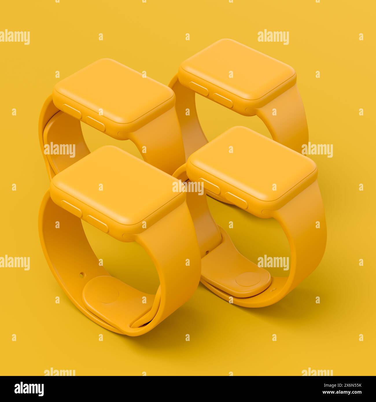 Set of smart watches with straps on monochrome background. 3D render ...