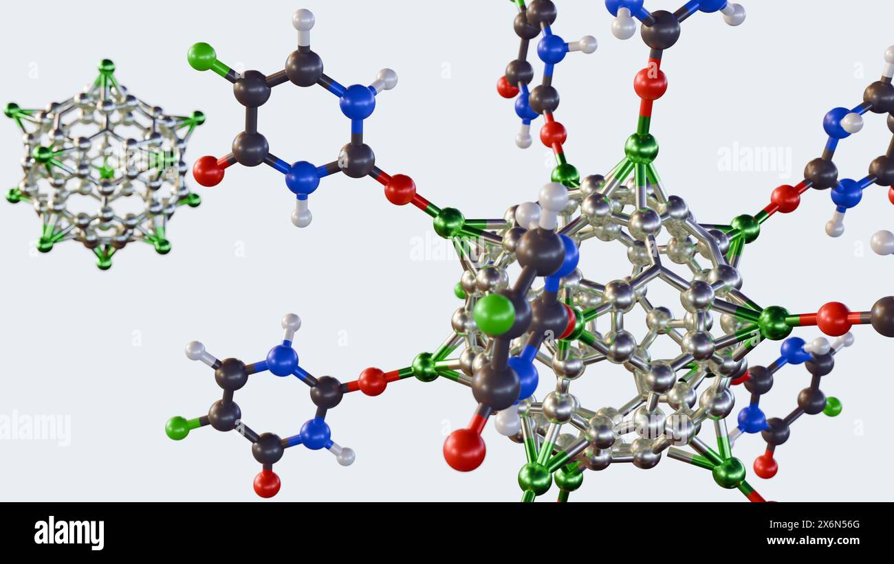 3d rendering of Alkali metal decorated C60 fullerenes for delivery of ...