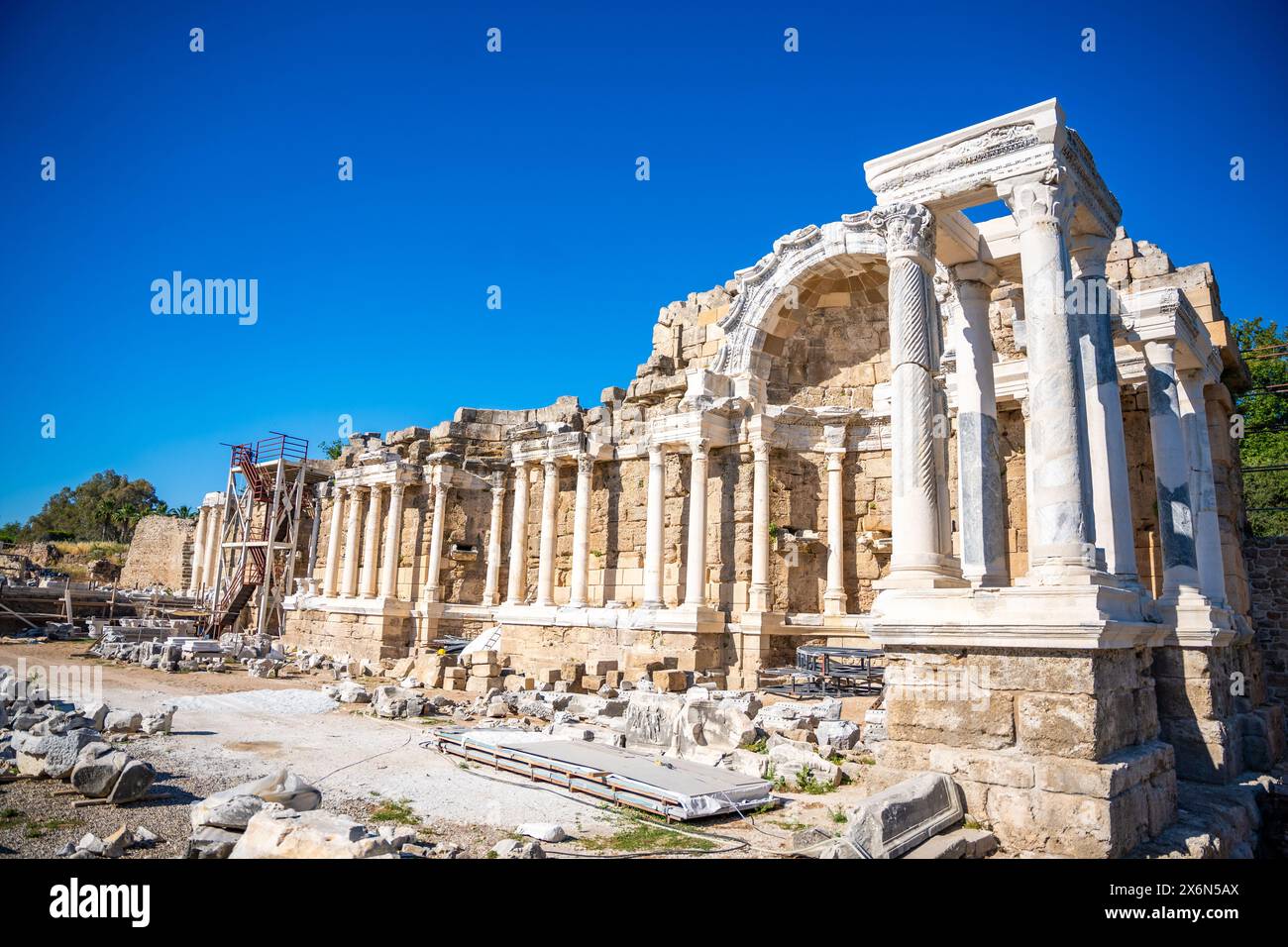 Restoration work in Ancient city in Turkey. Archaeological work in ...