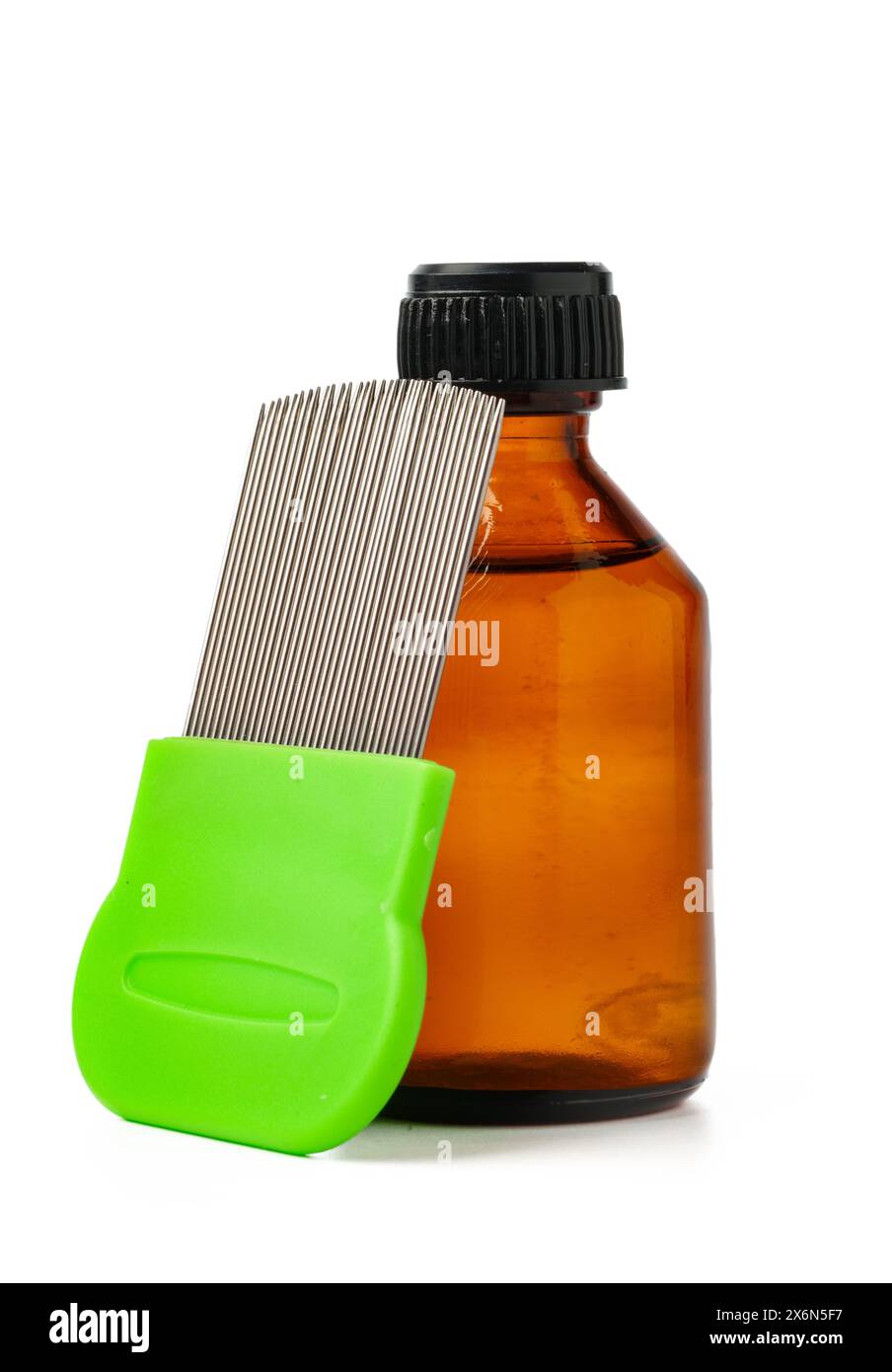 Cosmetic products and lice comb isolated on white background Stock ...