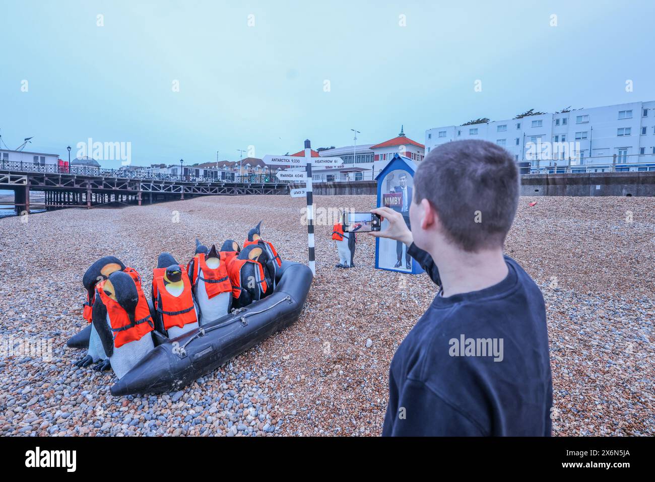 Hastings East Sussex 16 May 2024 Anonymous art collective Beyond draw ...