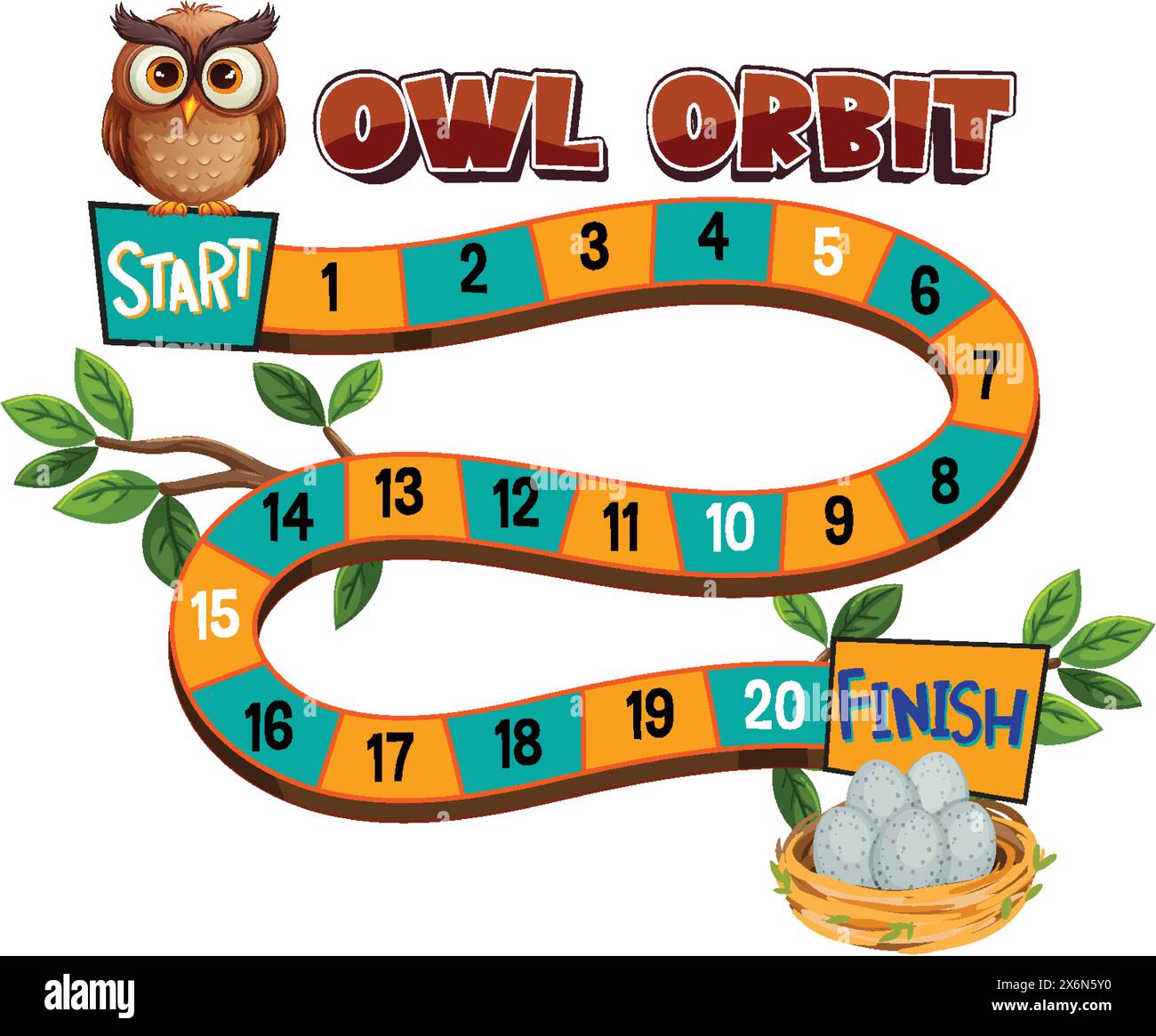 Colorful board game path with owl and nest Stock Vector Image & Art - Alamy