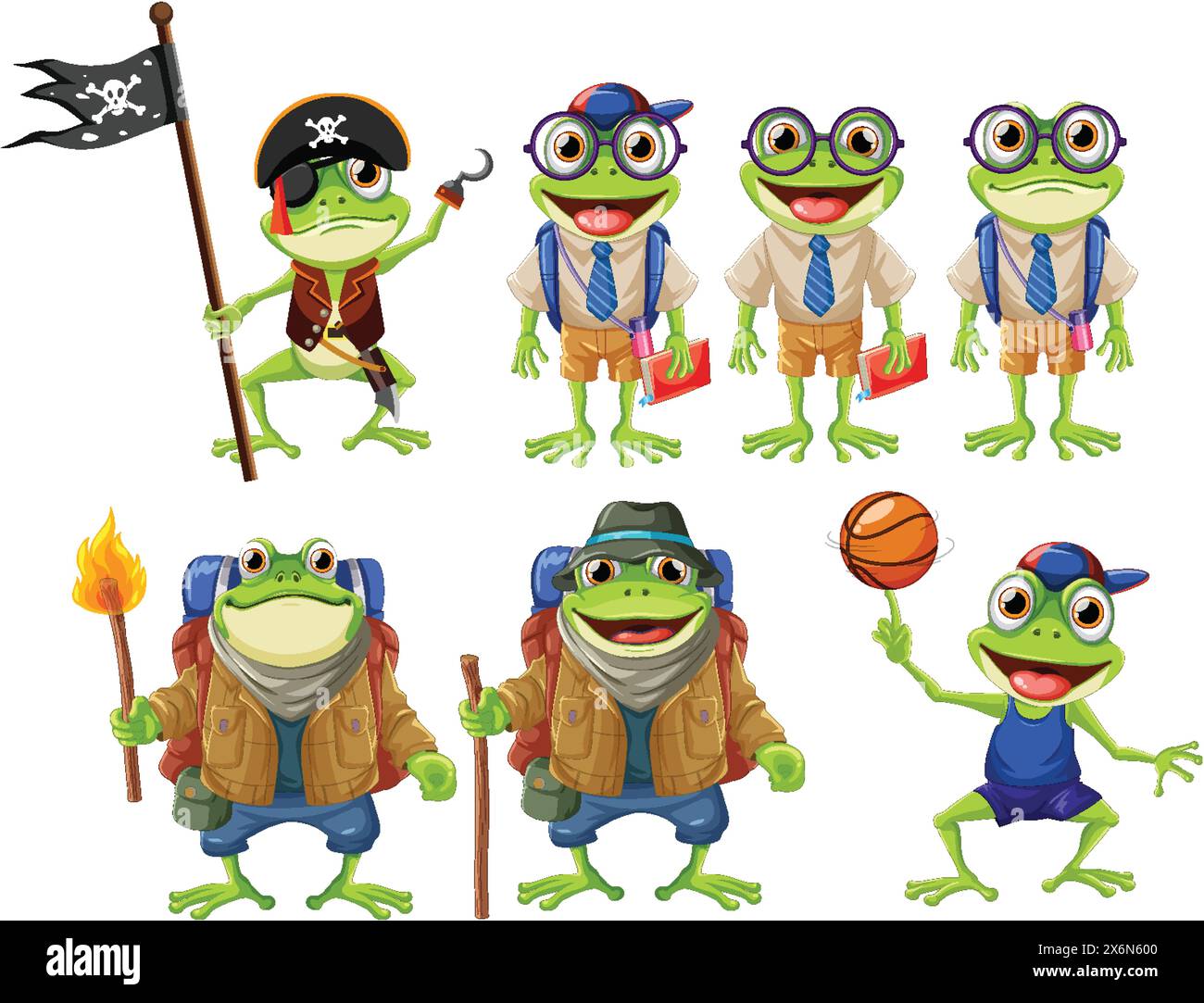 Illustration of frogs dressed in different costumes Stock Vector Image ...