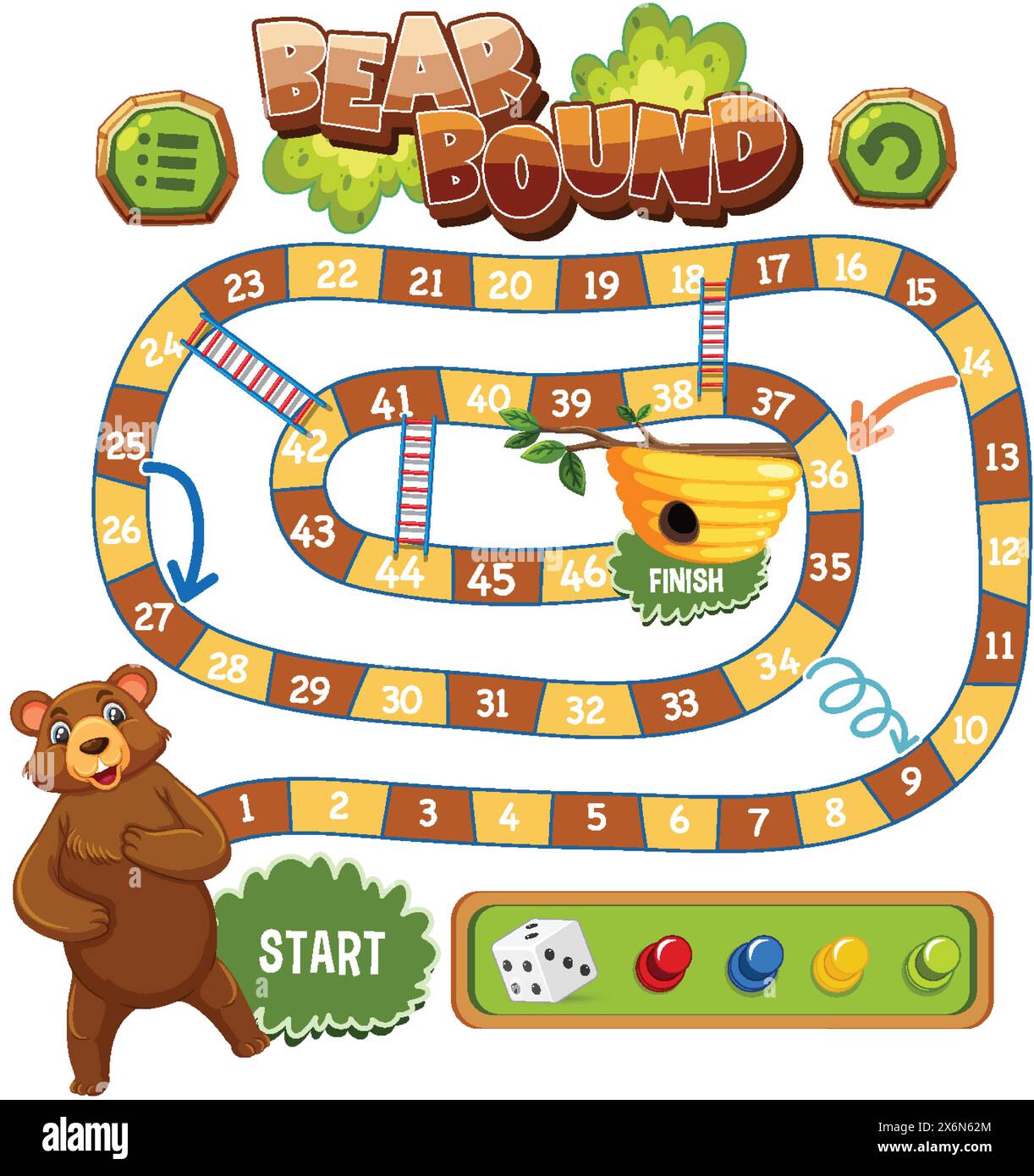 Colorful board game layout with playful bear Stock Vector Image & Art ...