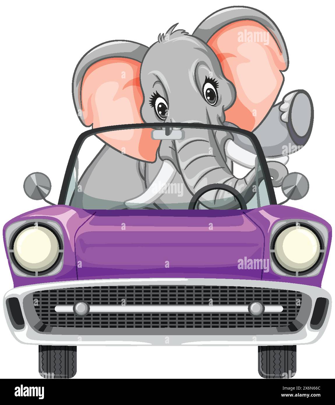 Cartoon elephant driving a vibrant purple car Stock Vector Image & Art ...