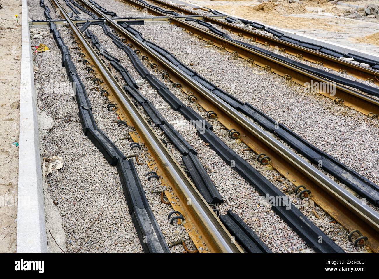 Laying tram rails hi-res stock photography and images - Alamy